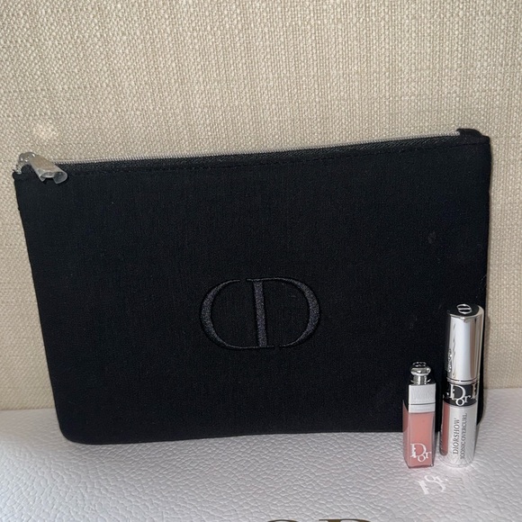 Dior | Bags | Nib Christian Dior Black Clutch Pouch Addict Lip ...
